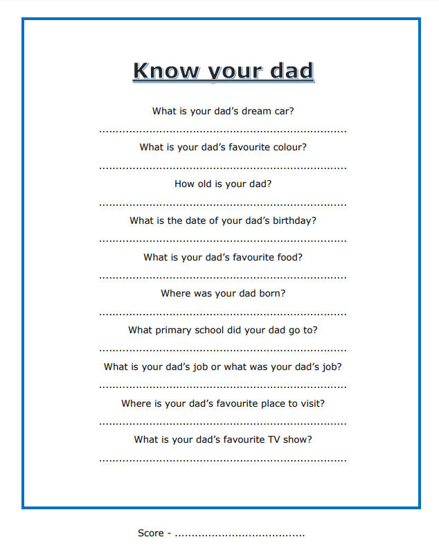 Our Place / Activities / Multi-Room: Know your Dad | ASC LeadER